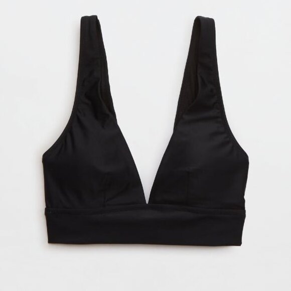 aerie | Swim | Aerie Plunge Longline Triangle Bikini Top In Black ...